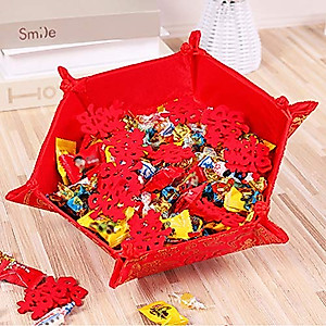 Luxshiny Chinese Candy Container 2pcs Chinese Wedding Candy Plate Snack Serving Tray Appetizer Tray Serving Plates New Year Spring Festival Decor Dried Food Plate