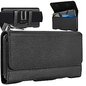 Mopaclle Phone Holster for Galaxy Note 20 Ultra/ S23 Ultra / S21+/ A13/ A14/ A03/ A04s/ A42/ A21/A52 /A53/A73/ iPhone 13 Pro Max/ 15 Plus/Moto G Stylus, Nylon Belt Clip/Loops Phone Pouch Card Holder