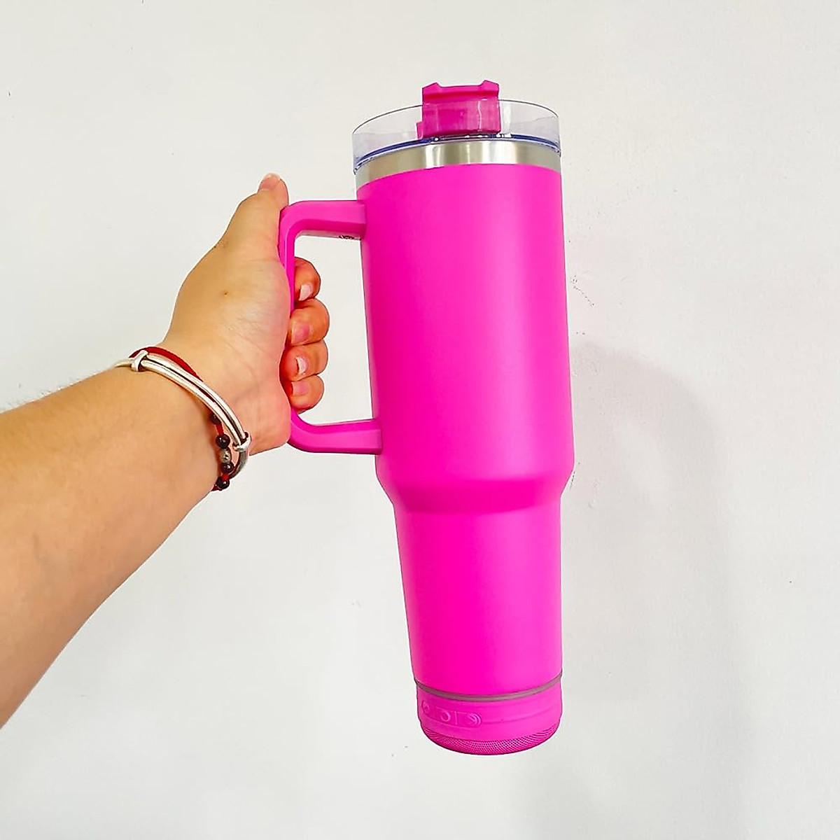 Zidech Music Speaker Tumbler Bluetooth-40 oz tumbler with handle and straw-Insulated Travel Mug - Music Coffee Cup (White)