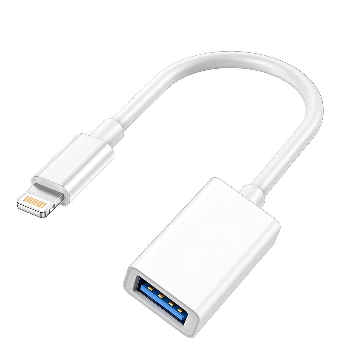 Naiyal Lightning to USB Camera Adapter, Apple MFi Certified USB OTG Cable Converter for iPhone 14 13 12 11 Pro Max XS XR X 8 iPad, Support Camera, Card Reader, USB Flash Drive, MIDI Keyboard (White-1)