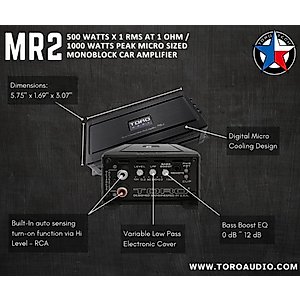 TORO TECH – R6, 8000 Watts MAX – 3200 Watts RMS 0.5Ω Stable Monoblock Car Amplifier Sound Quality Class D Design, Built-in Auto Sensing Turn-On, Subwoofer Amplifier