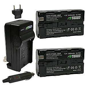 Wasabi Power Battery (2-Pack) and Charger for Sony NP-F330, NP-F530, NP-F550, NP-F570 (L Series) and CN-160, CN-216, CN126 Series & Atomos Ninja V, Shinobi, Shogun 7, BMPCC 6K Pro and More
