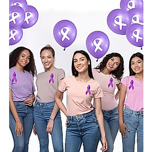 Generic 36 Pcs Purple Ribbon Party Decorations Balloons, alzheimers disease Awareness Ribbon Balloons for Non-Profit Fundraisers, Charity Events, and Community Events.