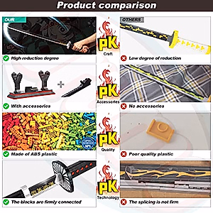 Demon Slayer Swords Compatible with Lego, 40in Kamado Tanjiro Sword Building Block with Scabbard and Stand, Anime Sword Toy Building Set Katana Demon Slayer Gift Toys for Ages 8-13, 759 Pcs