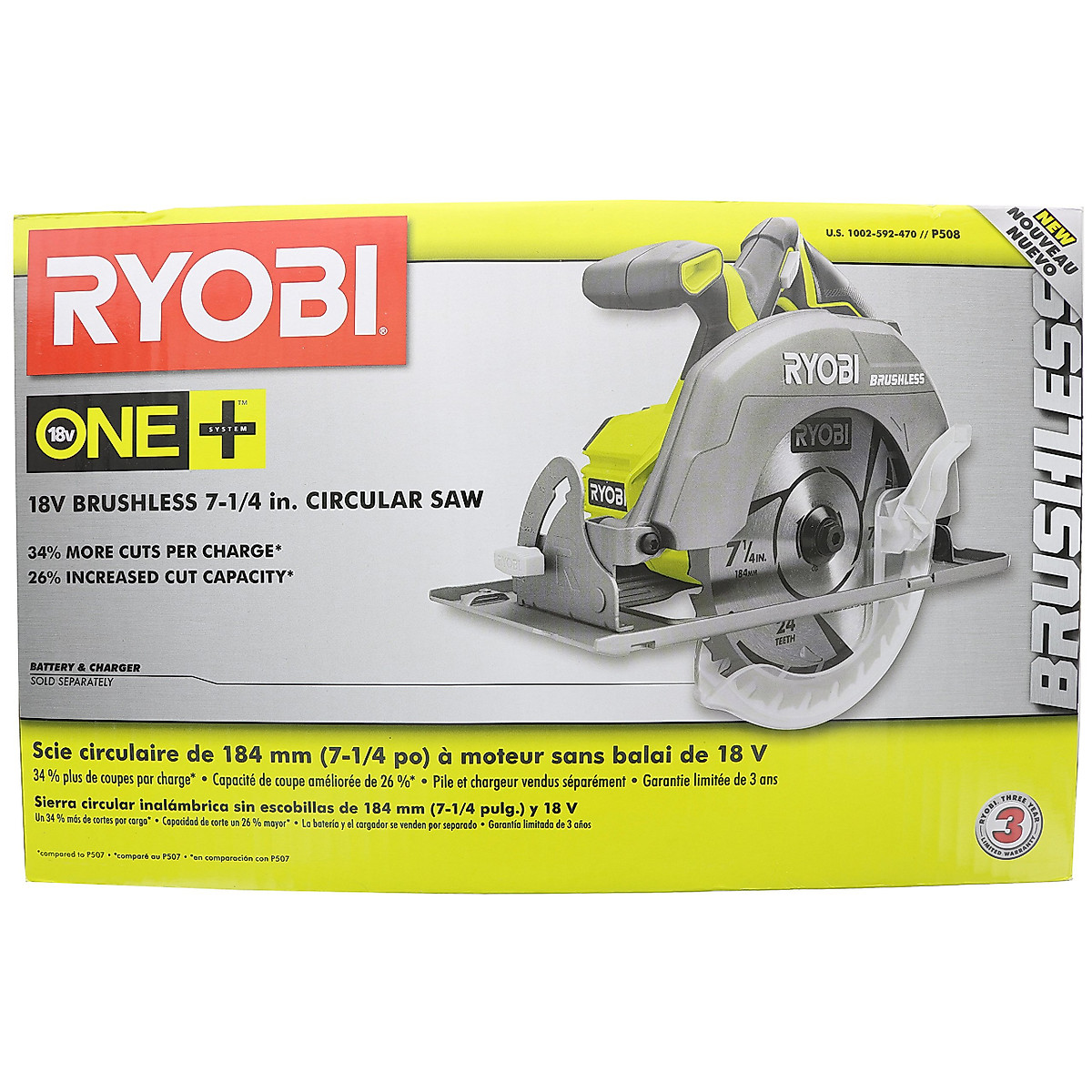 Ryobi 18V One+ Brushless 7 1/4-Inch Circular Saw