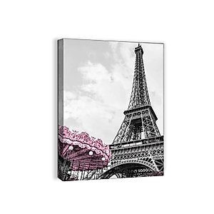 Paris Eiffel Tower Wall Decor for Girls Bedroom Black and White Bathroom Pictures Wall Decor Artwork for Walls Modern Home Art Pink Paris Themed Room Decor Canvas Framed Art Wall Decoration Size 12x16