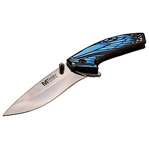 MTECH USA MT-A1005BL Spring Assist Folding Knife, Mirror Polished Blade, Blue Butterfly Handle, 7.5" Overall