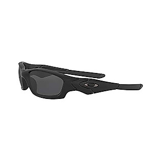 Oakley Men's OO9039 Straight Jacket Rectangular Sunglasses, Matte Black/Grey, 61 mm