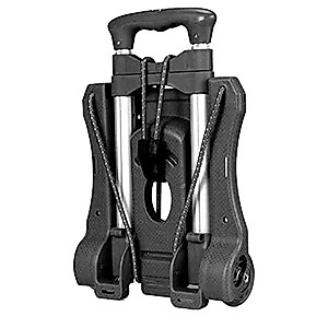 HOIGON Folding Hand Truck, 80lbs Capacity Portable Aluminum Folding Luggage Cart with 2 Wheels, 2 Bungee Cords for Moving, Shopping, Travel, Black