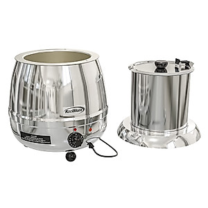 KoolMore Commercial Soup Kettle Warmer with Hinged Lid and Removable Stainless-Steel Pot Insert for Buffet, Restaurant, Party, Event, and Catering, Large 2.5 Gallon, Electric [Silver] (SK-SS-3G)