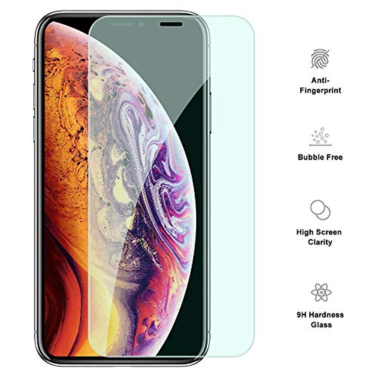 Kione iPhone Xs Max Screen Protector, Anti Blue Light Screen Protector [ Eye Protect ] [ Touch Screen Accuracy ] [Bubble Free] Tempered Glass for iPhone Apple XS Max [3 Pcs]