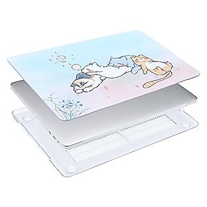 MOSISO Compatible with MacBook Pro 13 inch Case M2 2023, 2022, 2021-2016 A2338 M1 A2251 A2289 A2159 A1989 A1708 A1706, Plastic Pattern Hard Shell Case&Keyboard Cover&Screen Protector, Cute Cat