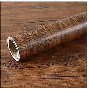 CHENGZHG Wood Grain Shelf Paper Decorative Faux Wood Look Shelf Liner Kitchen Drawer Sticker Self Adhesive Waterproof Film for Furniture, Peel and Stick Wallpaper for Cabinets 16 in x 16.4 Ft