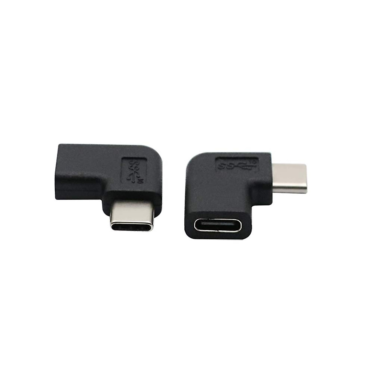 rgzhihuifz Type-C Right Angle Adapter,Type-C Male to Type-C Female Adapter， 2-Pack，90 Degree Type C Adapter,Right & Left Angled 90 Degree Type-C Extension Adapter for Laptop & Tablet & Mobile Phone