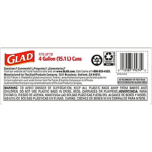 Glad OdorShield Small Drawstring Trash Bags, 4 Gallon Trash Bag, Febreze Cherry Blossom, 34 Count (Package May Vary)