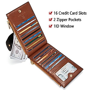 BOSTANTEN Leather Wallets budle Small Crpssbody bags fo women Brown with Black