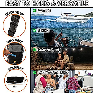 Herculean Premium Boat Trash Can | Portable Outdoor Waste Bag with Trash Bag Clips | Boat Trash Can | Reusable Mesh Trash Container for Boat Storage | Fishing Boat Accessory | Ideal for Laundry Bag