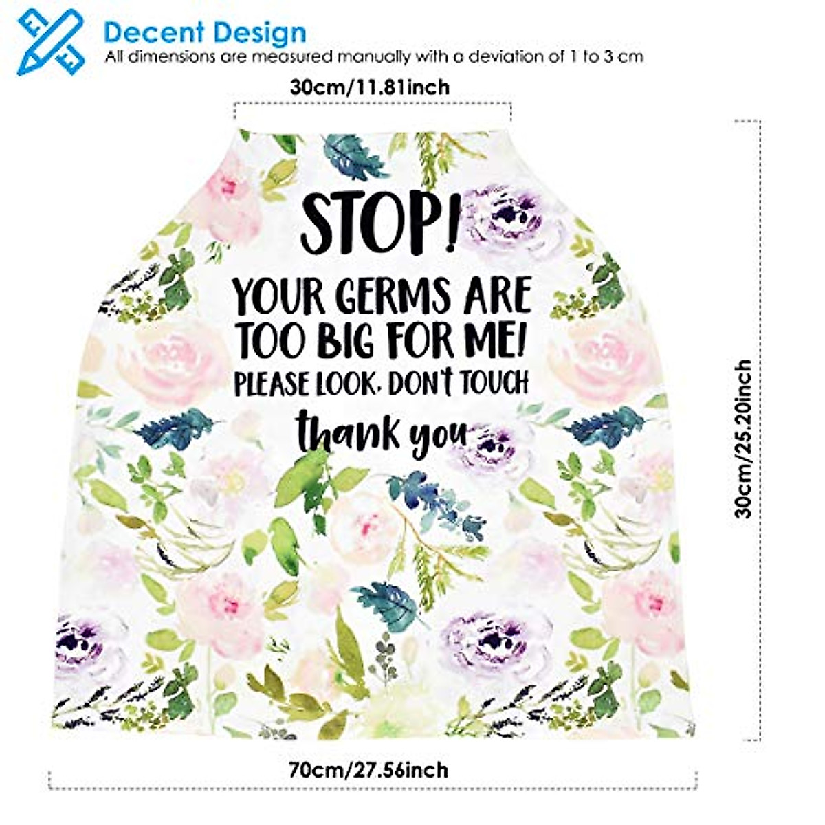 Baby Nursing Cover,Baby Car Seat Canopy,No Touch Sign Infant Stroller Cover Breastfeeding Cover,Soft Stretchy Nursing Cover Up for Baby (Leaf Flower)