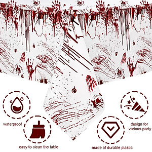 MEHOFOND Halloween Bloody Handprint Party Tablecloth Horror Theme Tablecloth Have a Killer Birthday Table Cover Decorations for Halloween Birthday Party Supplies Favors 54x108in