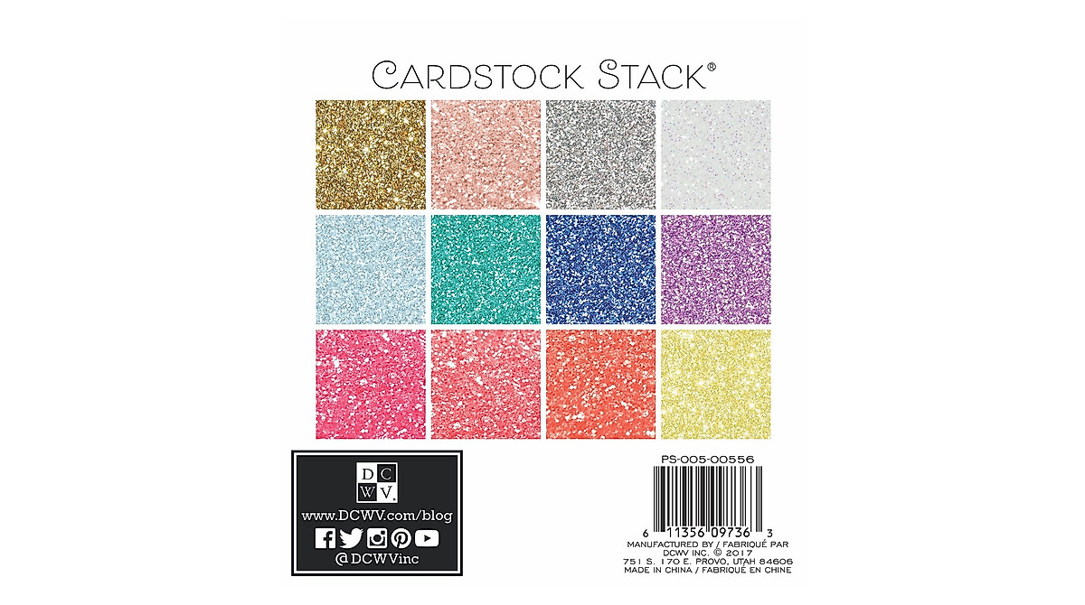 DCWV 6X6 Glitter Card Stock Stack - 24 Sheets