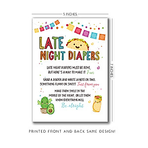 Your Main Event Prints Baby Shower Game Fiesta Taco Late Night Diaper Sign - 1 Self-Standing Poster - Fun and Festive Baby Shower Activity