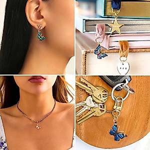 Boutigem 36pcs Colorful Butterfly Enamel Charms Insect Butterfly Shape Metal Charms Light Gold Plated Alloy Enamel Pendants for Necklace Bracelet Earring DIY Jewelry Making Acessories