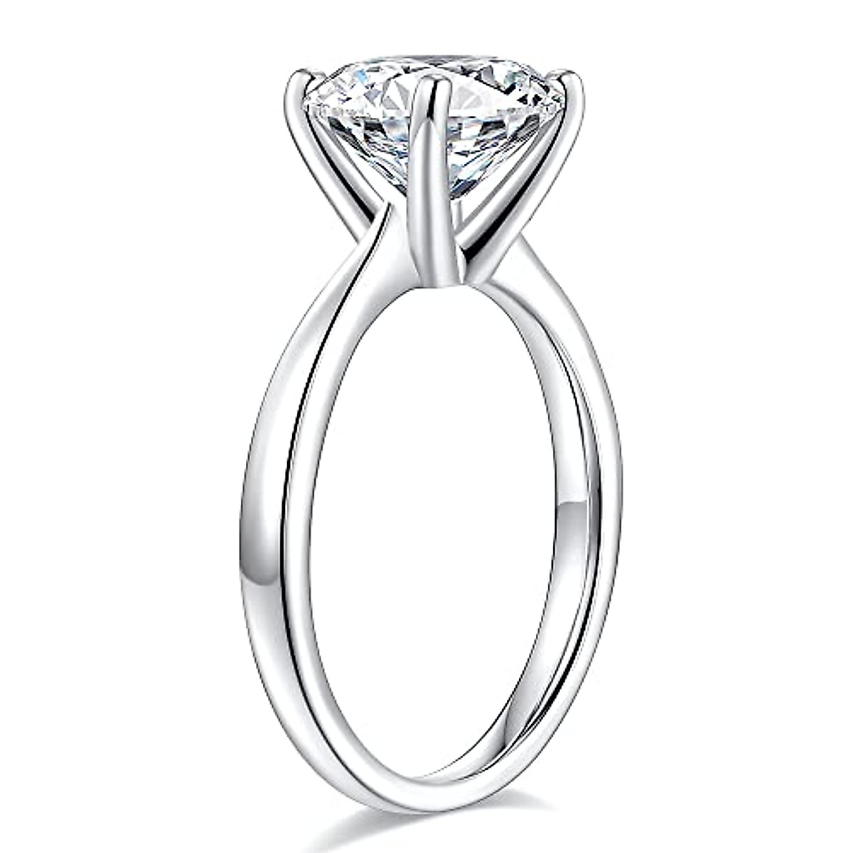 FACETS JEWELS Colorless VVS1 2.00 Carat Moissanite Diamond Engagement And Wedding Ring For Women In Solitaire Ring in - 10K Solid White Gold Size 6.5