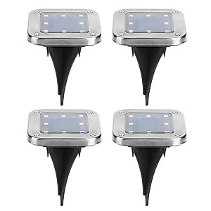 Fdit 4pcs 8LED Square Warm White Light Solar Buried Light Under Ground Lamp Home Garden Lawn Pathway Landscape Decoration