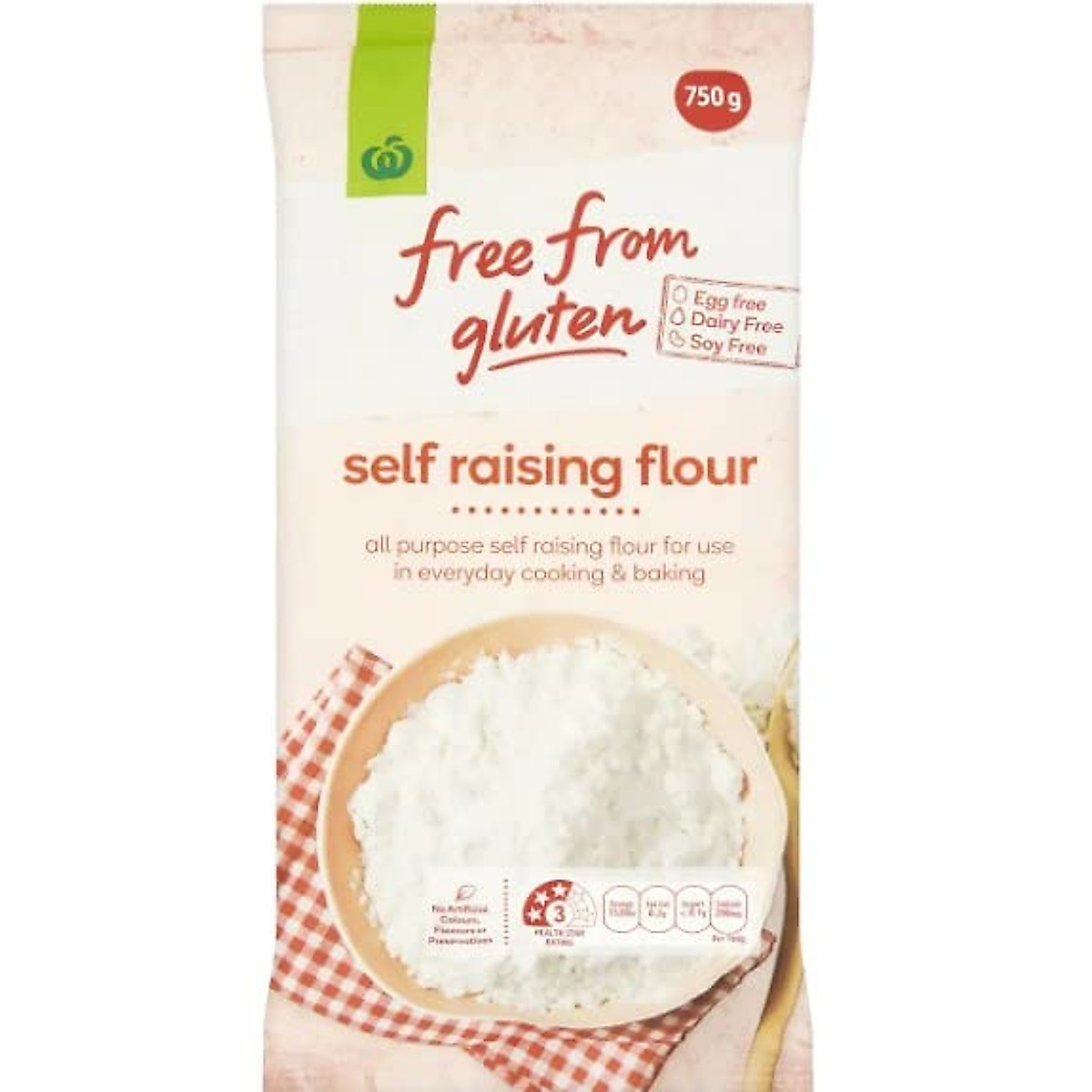 Woolworths Free From Gluten Self Raising Flour 750g - Free From Self Raising Flour is all purpose self raising flour for use in everyday cooking and baking.