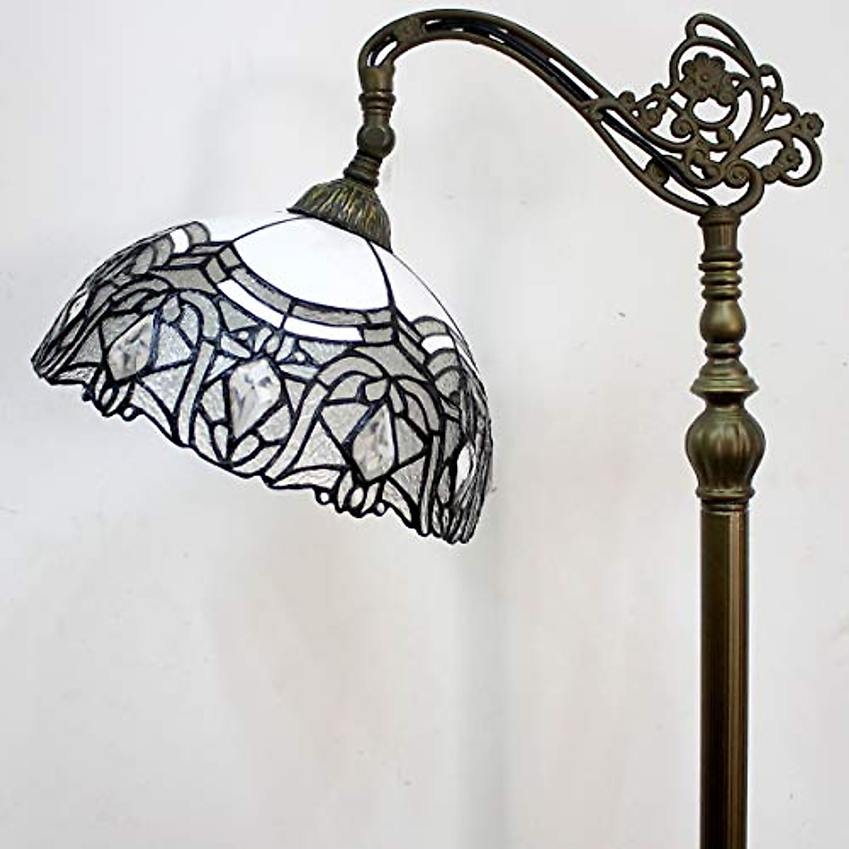 WERFACTORY Tiffany White Stained Glass Arched Floor Lamp