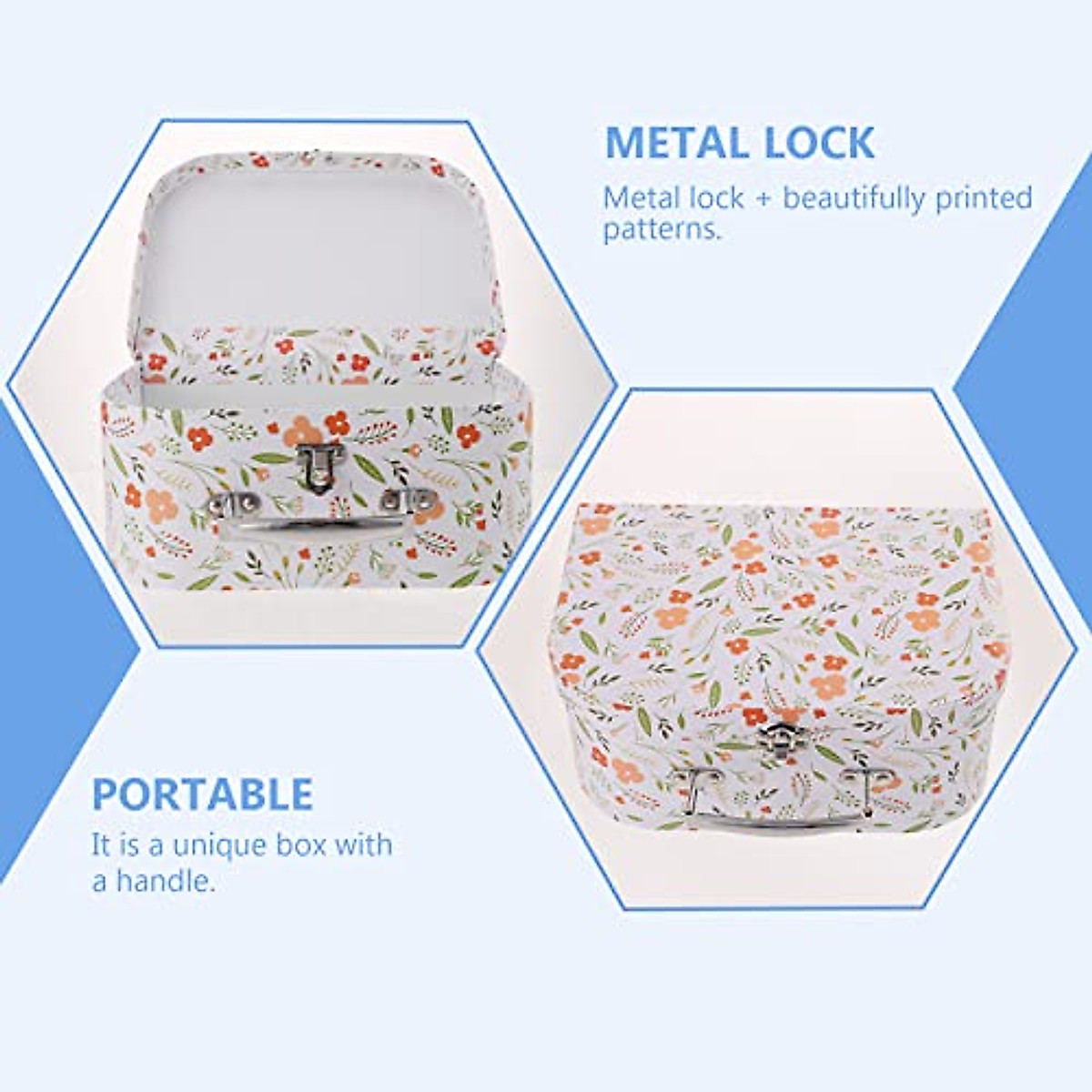 Zerodeko Paperboard Suitcases Storage Boxes Handle: Boxes with Lids Containers for Storage Organization Toy Sundry Box