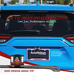 Wireless Backup Rear View Camera - Waterproof License Plate Car Parking Rearview Reverse Safety/Vehicle Monitor System w/ 4.3” Mirror Video LCD, Distance Scale Lines, Night Vision - Pyle PLCM4590WIR