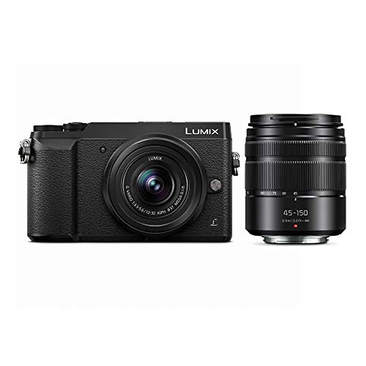 Panasonic DMC-GX85WK LUMIX 4K Mirrorless Camera with 12-32mm and 45-150mm Lenses Bundle with 64GB Memory Card, Case, Charger with Batteries, and Tripod (5 Items)