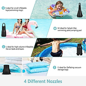 Pumteck Air Pump for Inflatables, Electric Air Pump with 4 Nozzles, Rechargeable Battery Air Mattress Pump, Pool Toys, Air Mattress Beds, Boats, Swimming Ring, USB/4000mAh