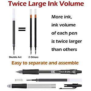 Black Gel Pens, 70 Pack Shuttle Art Retractable Medium Point Rollerball Gel Ink Pens Smooth Writing with Comfortable Grip for Office School Home Work