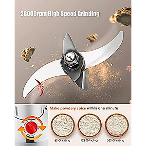 CGOLDENWALL 300g Electric Grain Mill Grinder Safety Upgraded Spice Grinder Pulverizer Stainless Steel Machine for Dry Spices Herbs Grains Coffee Seeds Rice Corn Pepper 110V