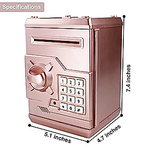 Money Bank,Samate Cartoon Electronic ATM Password Piggy Banks New Great Gift Toy for Children Kids Can Auto Scroll Paper Money for Children Fun Toy (Rose Gold)