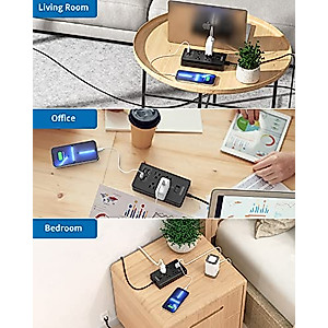 2 Prong Power Strip with Flat Rotating Plug, NTONPOWER 10ft Extension Cord Surge Protector, 4 Outlets 4 USB, 2 Prong to 3 Prong Outlet Adapter, 1700 Joules, Overload Protection for Non-Grounded Outlet
