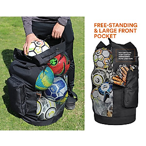 Fitdom Heavy Duty XL Soccer Mesh Equipment Ball Bag w/Adjustable Shoulder Strap Design for Coach. with an Over-Sized Front Pocket for Sporting Accessories. Best for All Outdoor & Water Gears