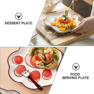 DOITOOL Appetizer Serving Tray 1pc Cat's Claw Cartoon Plate Ceramic Plate Household Ceramics Dessert Tray