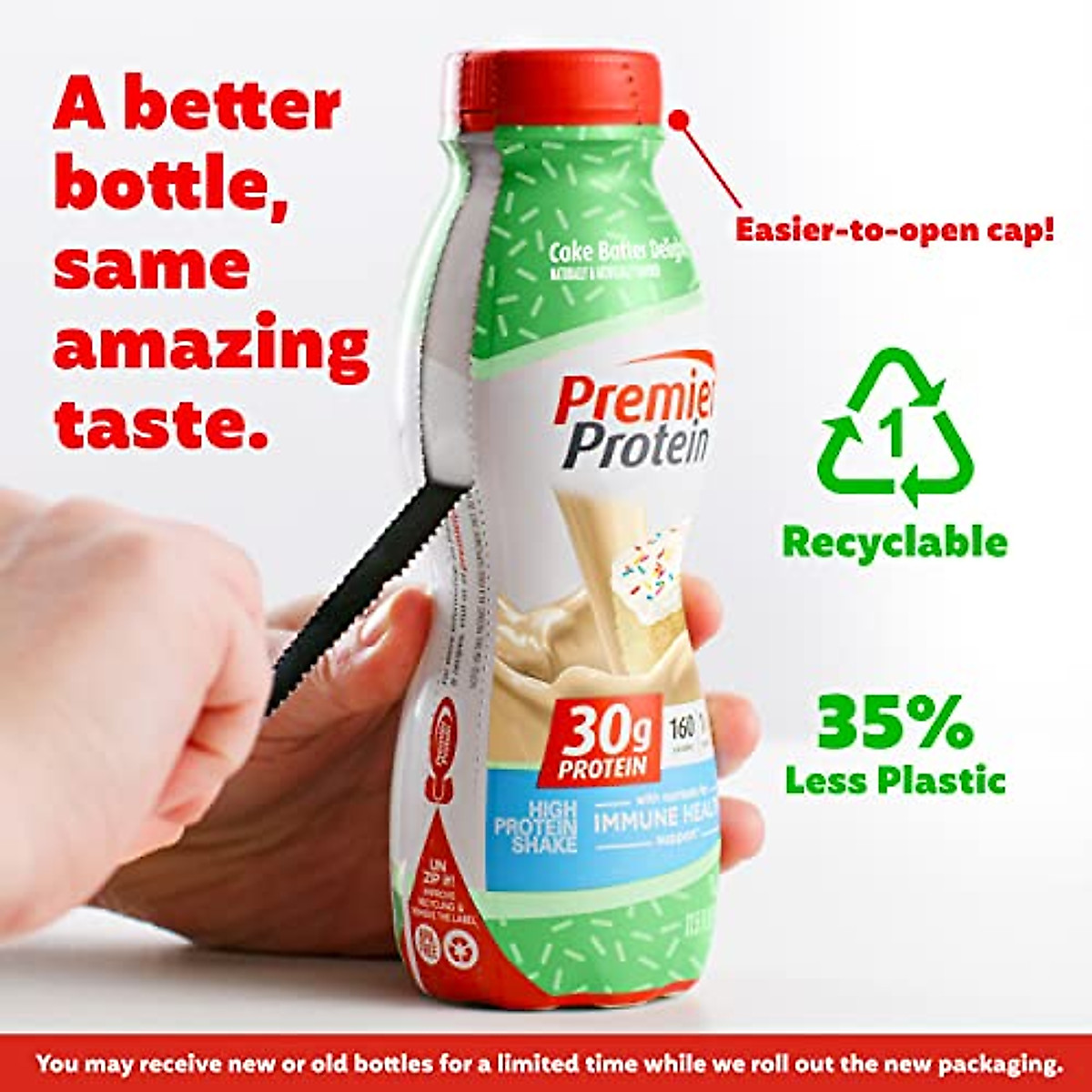 Premier Protein Shake, Cake Batter, 30g Protein, 1g Sugar, 24 Vitamins & Minerals, Nutrients to Support Immune Health, 11.5 Fl Oz, 12 Count