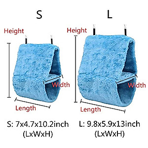 Wontee Bird Parrot Plush Hammock Dual Layer Nest Shed Bird Snuggle Cave Happy Hut for Parrot Macaw Budgies Eclectus Parakeet Cockatiels Cockatoo Lovebird (S, Blue)