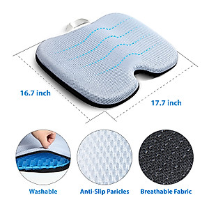 Full Gel Coccyx Seat Cushion Egg Gel Cushions Office Chair Cushion Car Seat Cushion for Back Sciatica Hip Tailbone Pain - Butt Pillow Chair Pad for Wheelchair Desk Pain Relief Long Trips Blue
