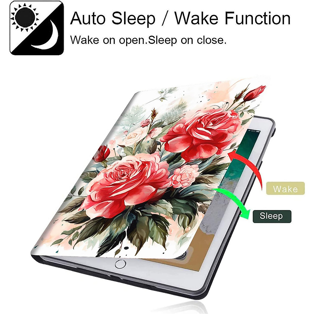 Case for Samsung Galaxy Tab S8 2022/Tab S7 2020 11 Inch (Model SM-X700/X706/T870/T875/T878), Multi-Angle Stand Smart Protective Cover, Shockproof Case Auto Sleep/Wake, Peony Painting