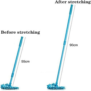 180° Rotatable Adjustable Triangle Cleaning Mop, Wet and Dry Mop with Extendable Long Handle, Cleaning Mop with 2 Reusable Mop Heads for Bathroom Floor Wall Sofa Bed Bottom (Blue)
