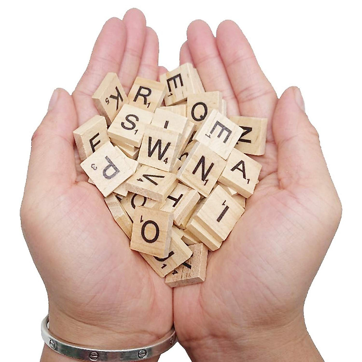 1000PCS Wooden Scrabble Tiles, Scrabble Letters for Crafts - Making Alphabet Coasters and Scrabble Crossword Game