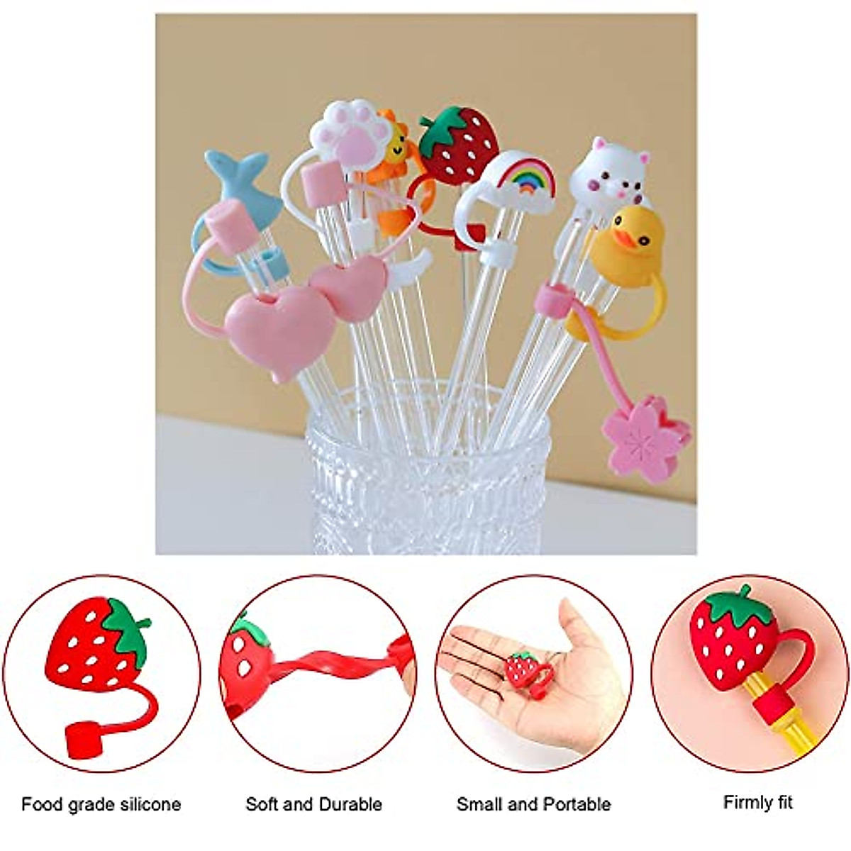 8Pcs Straw Covers Cap,Straw Covers for Reusable Straws,Straw Tip Covers,Drinking Straw Cover,Straw Topper,Straw Caps for Reusable Straws,Silicone Straw Covers Cap,Cloud Straw Cover