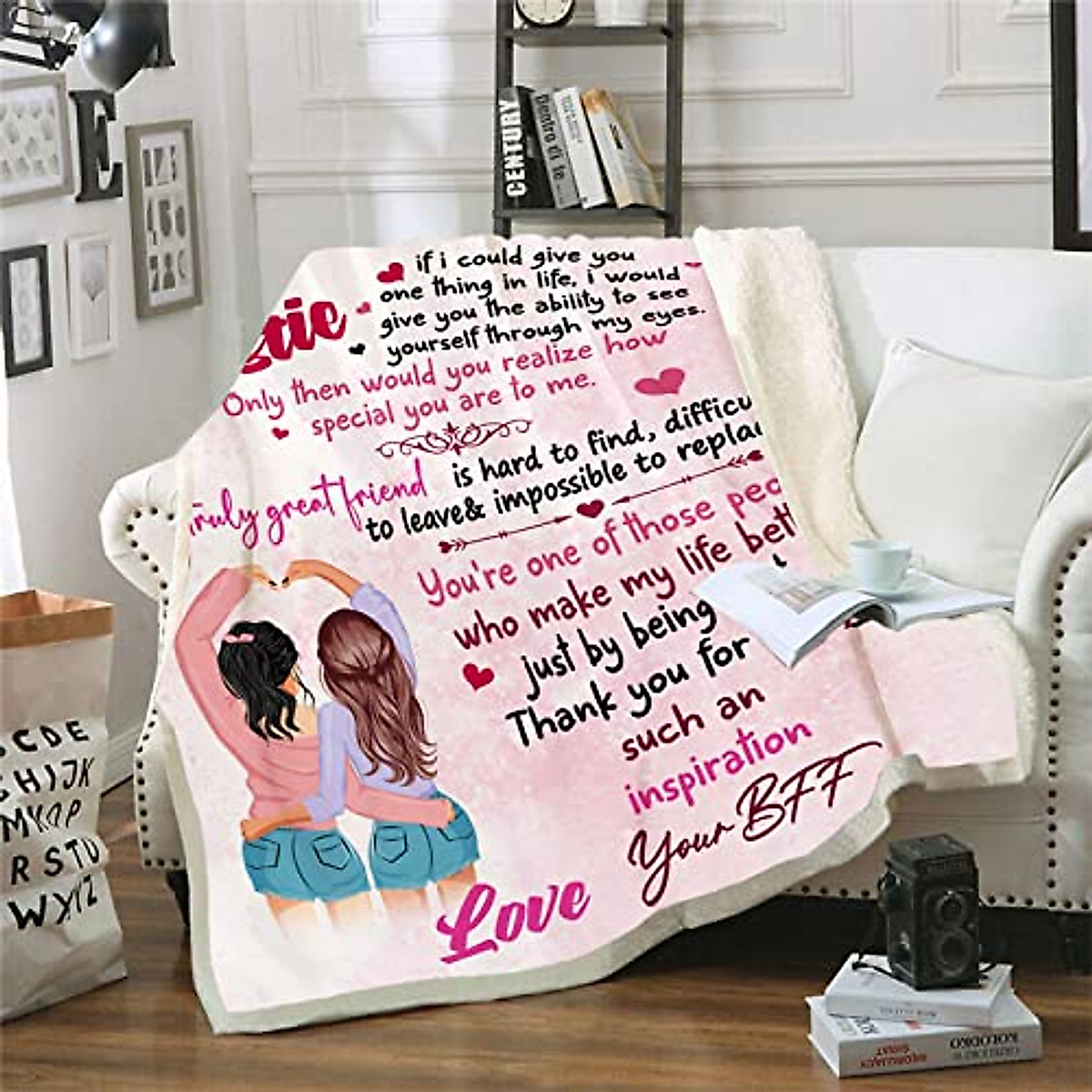 Best Friend Birthday Gifts for Women, Friendship Gifts for Women Friends, Best Friend, Best Friend Blanket 50 x 60, Soft Sherpa Throw Blanket Gifts for Women Sister Girls BFF