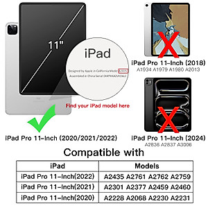 JETech Case for iPad Pro 11 Inch, 2022/2021/2020 Model, Slim Stand Hard Back Shell Smart Cover with Auto Wake/Sleep (Black)