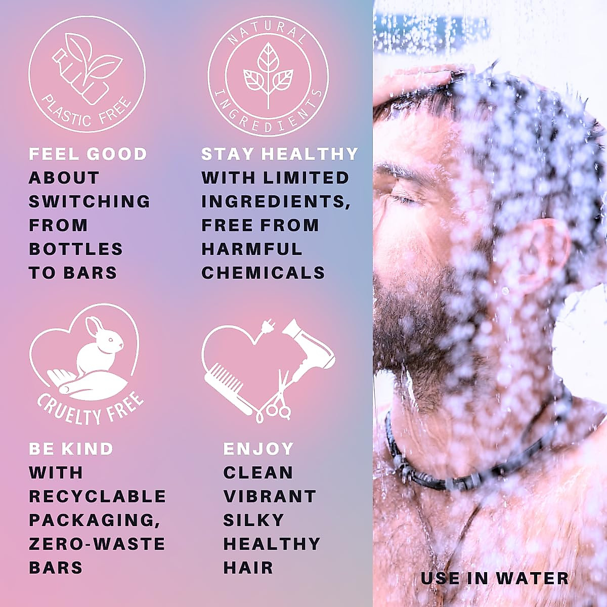 Spiraleaf Shampoo & Shave Bar, Essential Oils, Limited Ingredients, Concentrated Formula, USA Made (Fresh Lavender)